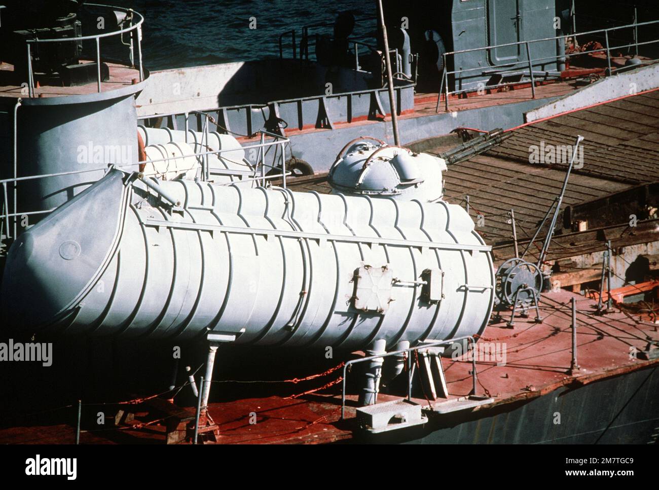 A view of a surface-to-surface missile launcher on a Soviet-built Osa ...