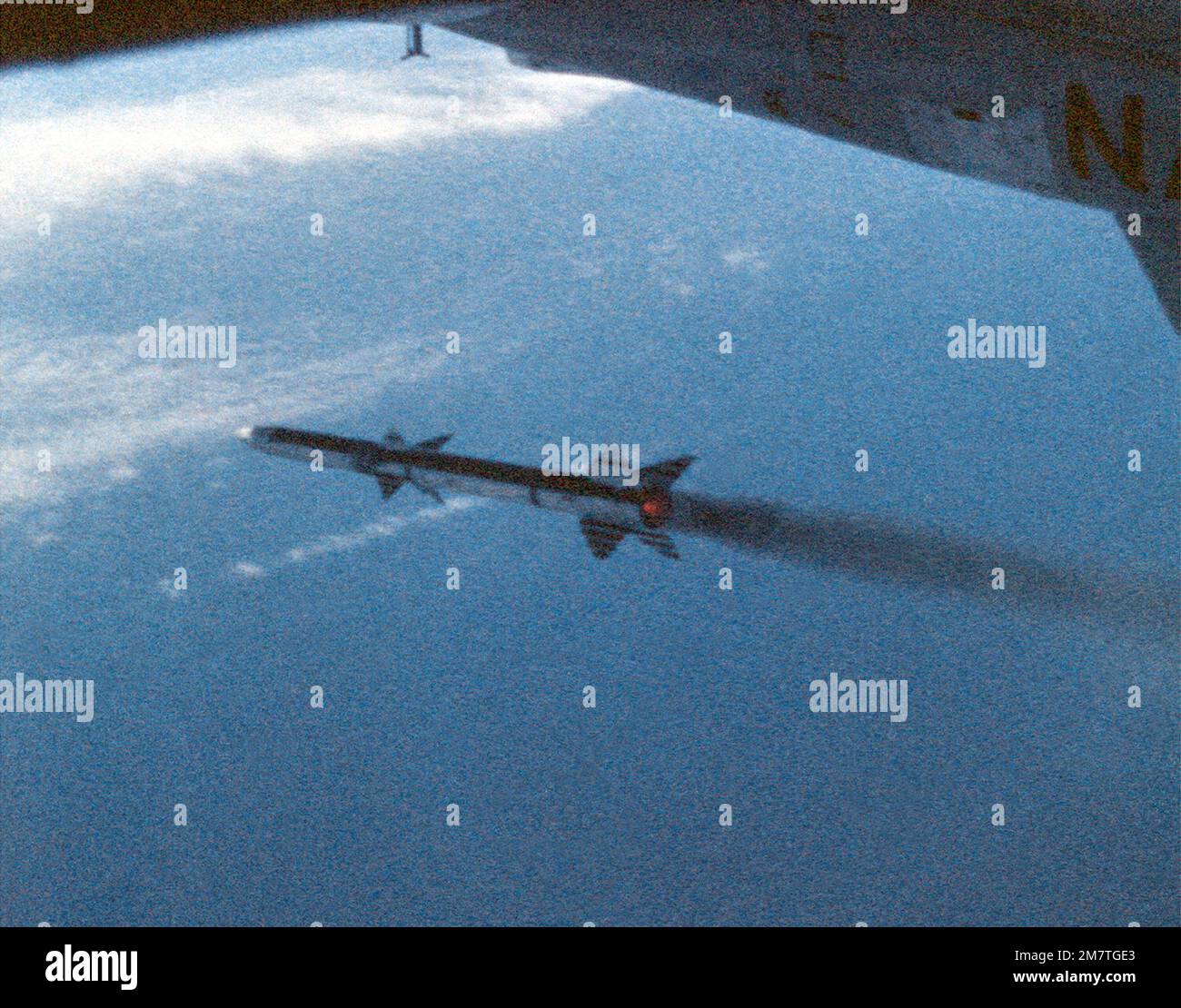 An advanced medium range air-to-air missile (AMRAAM) after its launch ...