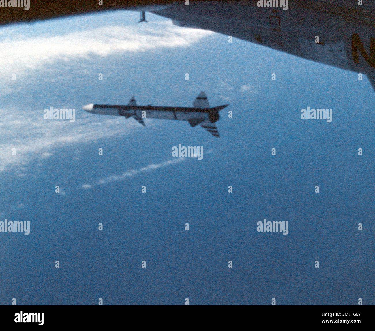 An advanced medium range air-to-air missile (AMRAAM) after its launch ...