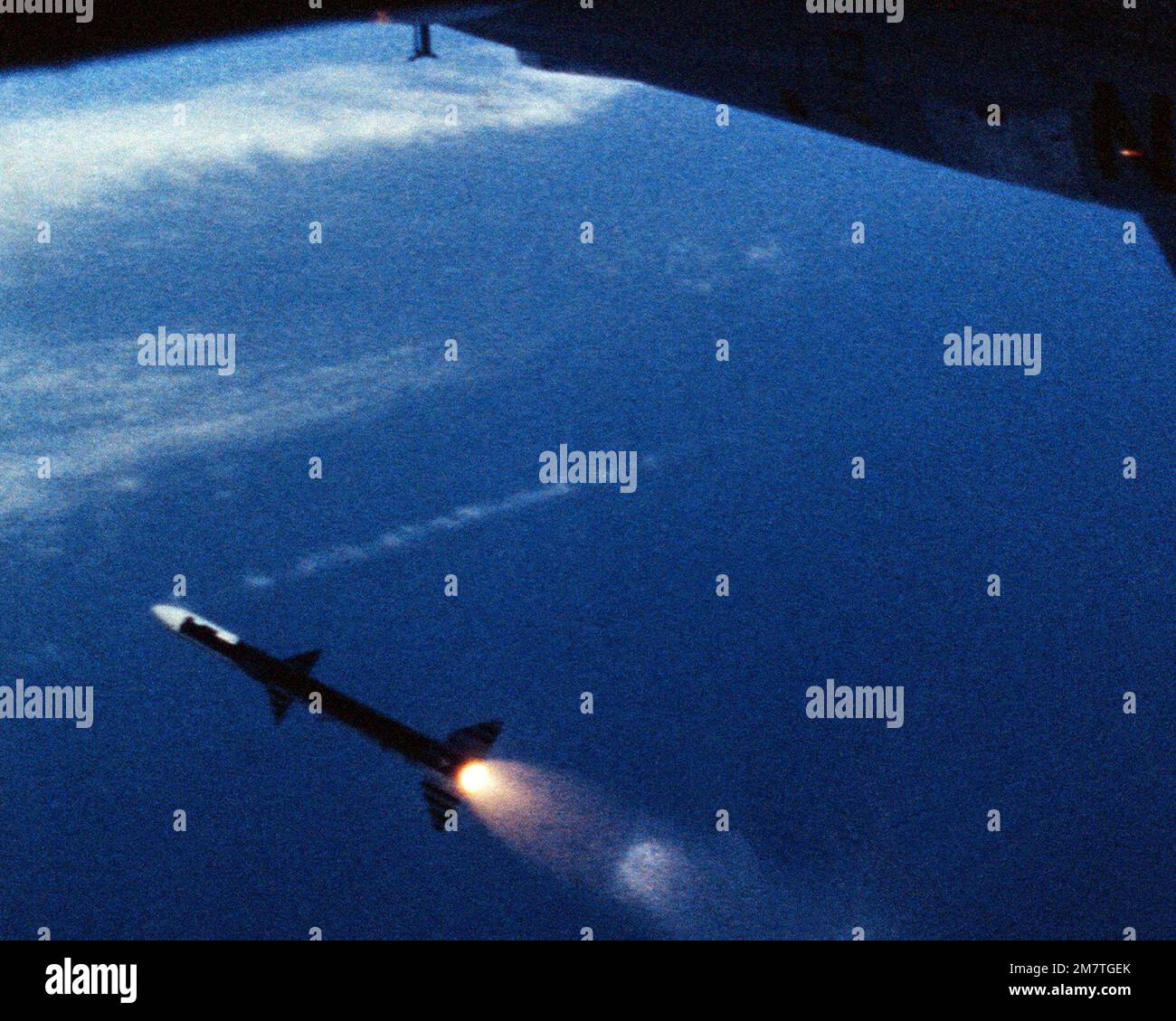 An advanced medium range air-to-air missile (AMRAAM) after its launch ...