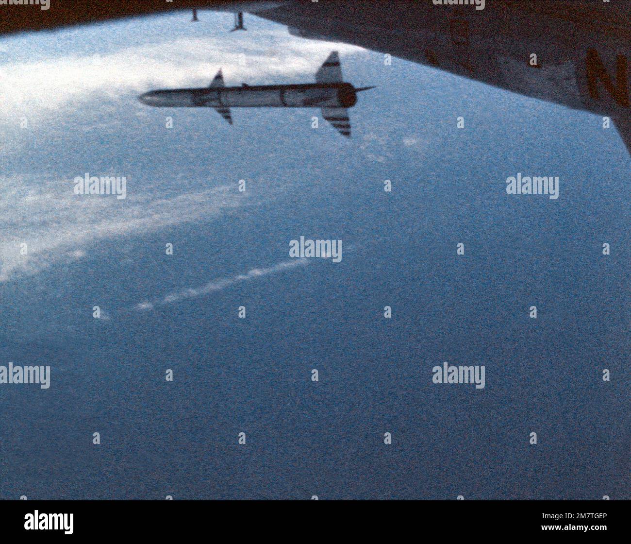 An advanced medium range air-to-air missile (AMRAAM) after its launch ...