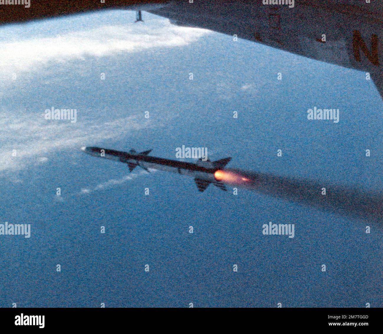 An advanced medium range air-to-air missile (AMRAAM) after its launch ...