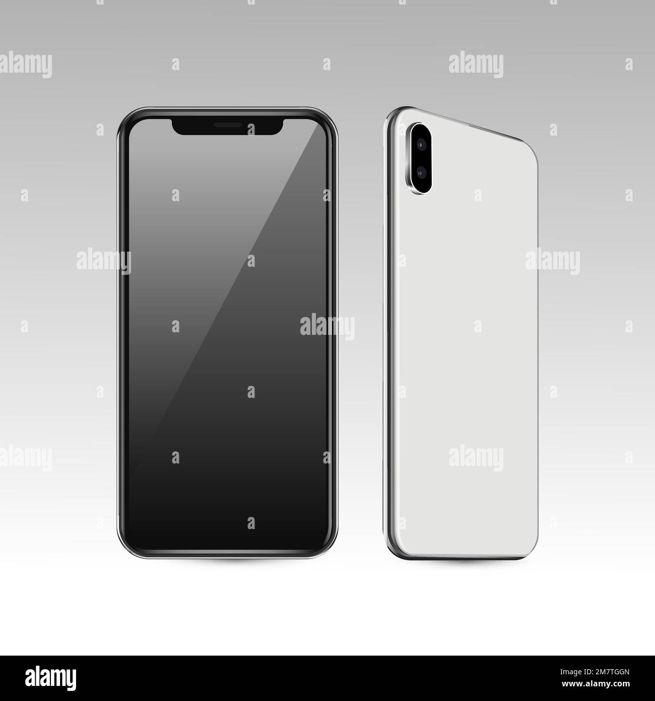 Mobile phone mockup front and rear view vector Stock Vector Image & Art ...