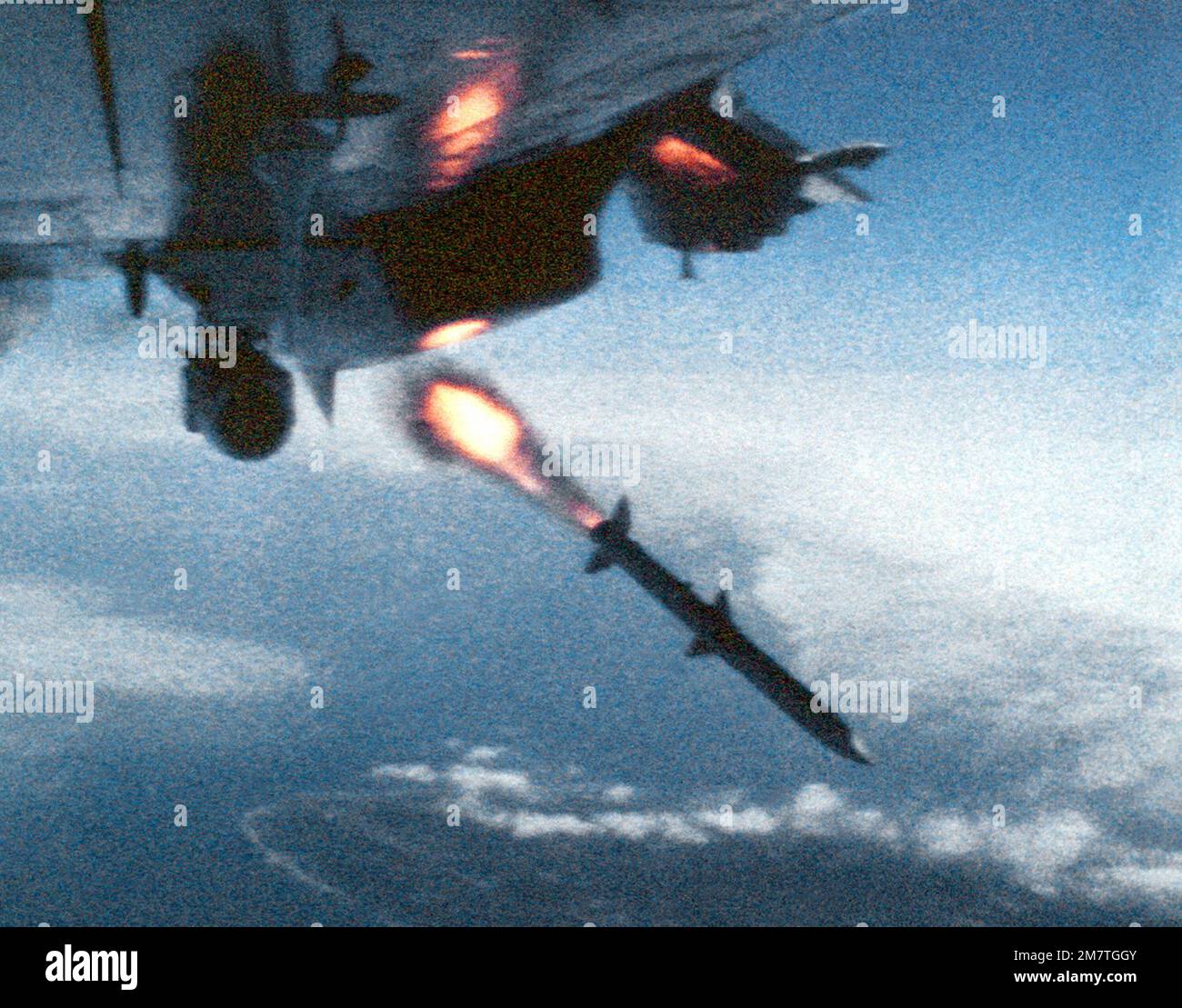 An advanced medium range air-to-air missile (AMRAAM) after its launch ...