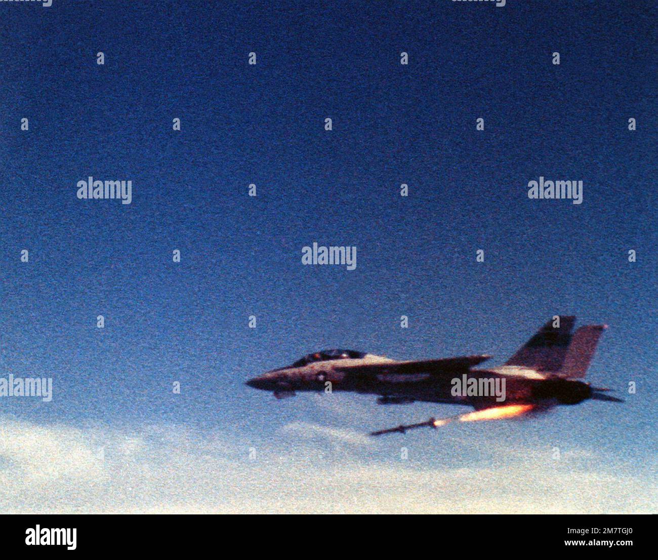 An Advanced Medium Range Air-to-Air Missile (AMRAAM) during its launch ...