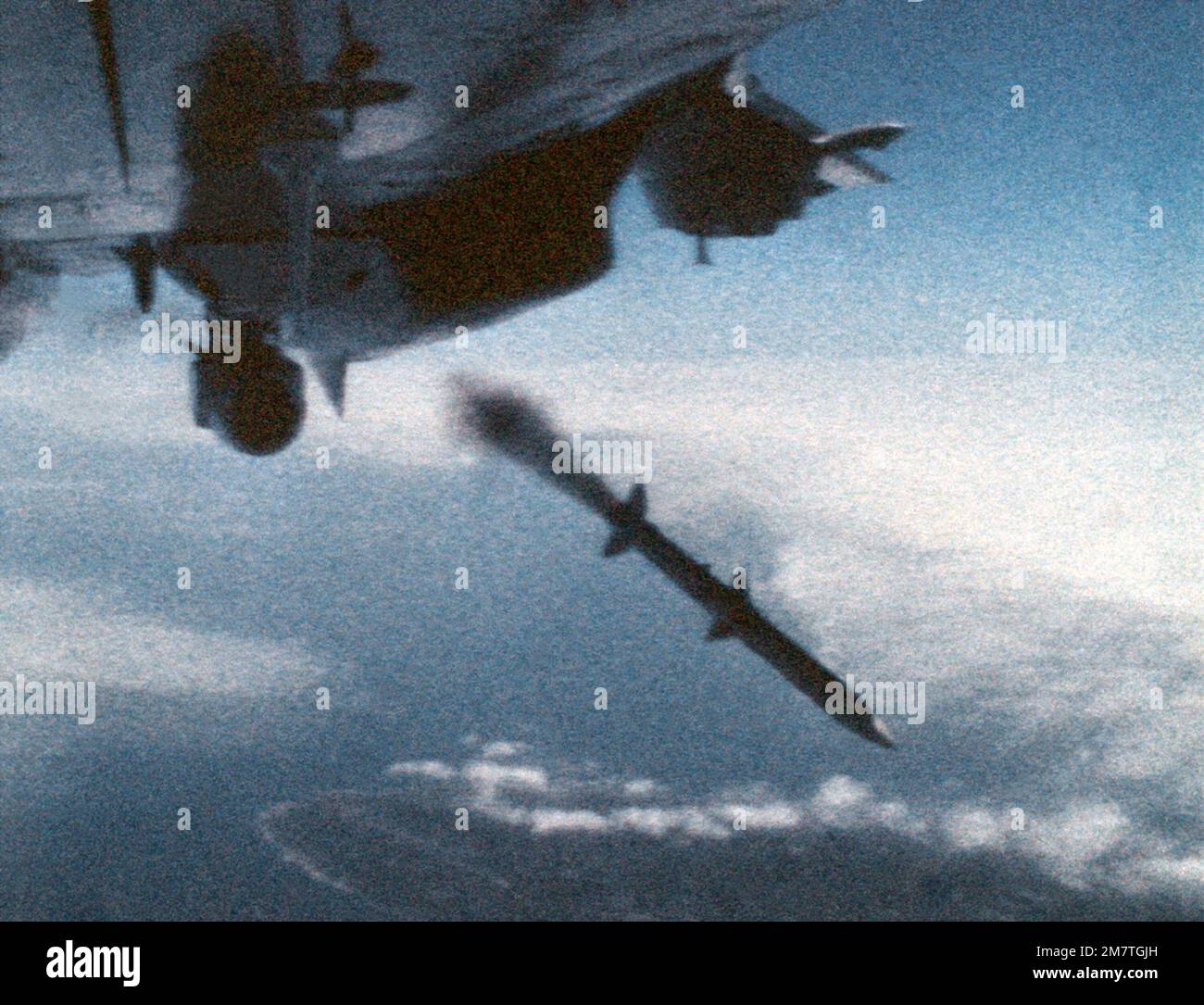 An advanced medium range air-to-air missile (AMRAAM) after its launch ...