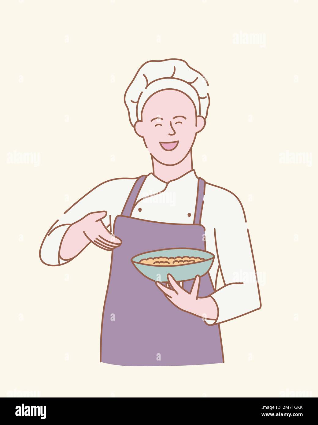 chef present dish food culinary with outline or line and clean simple ...