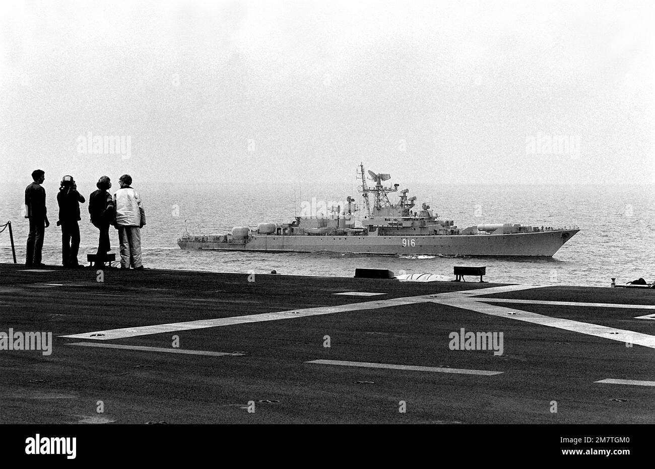 A starboard beam view of the Soviet Krivak I class guided missile ...