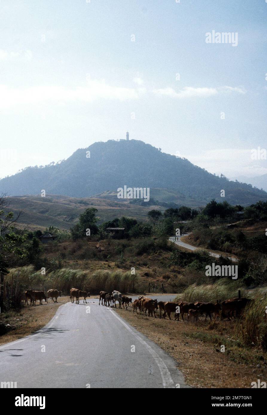 Mount Santa Rita with the U.S. naval communications station at its peak ...