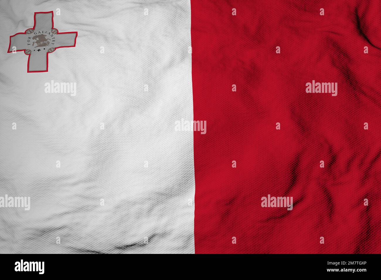 Full frame close-up on a waving flag of Malta in 3D rendering Stock ...