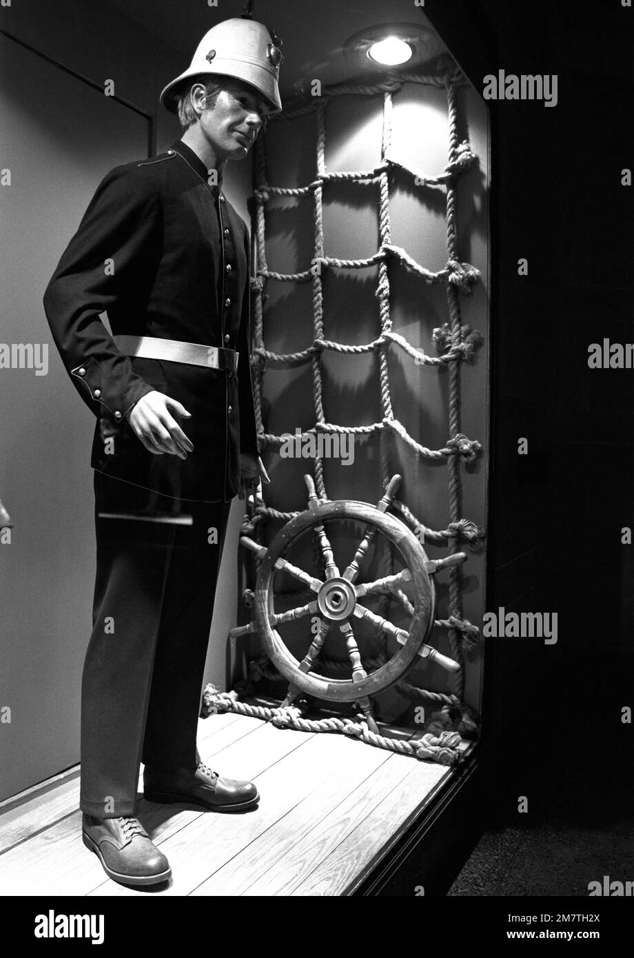 The 1900-era Marine uniform worn aboard ship is on display in the War ...