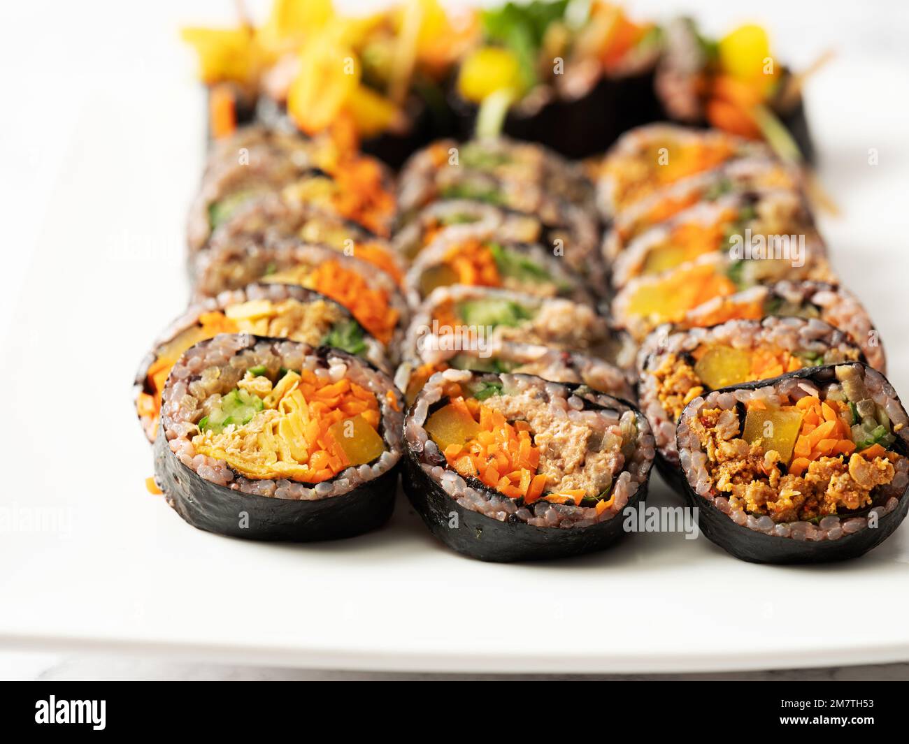 Gimbap, Korean rice roll dish Stock Photo - Alamy