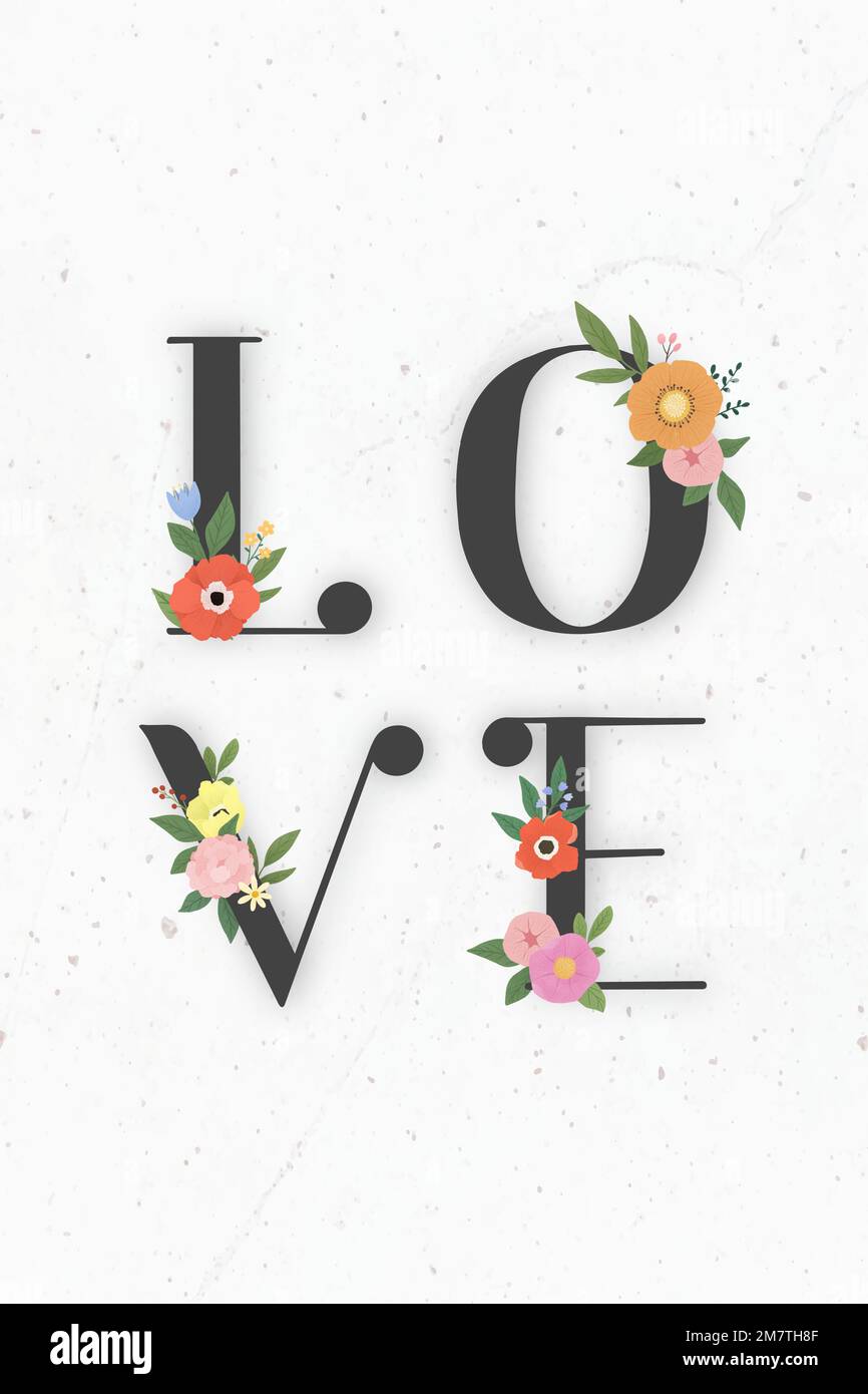 Floral elegant love lettering vector Stock Vector Image & Art - Alamy