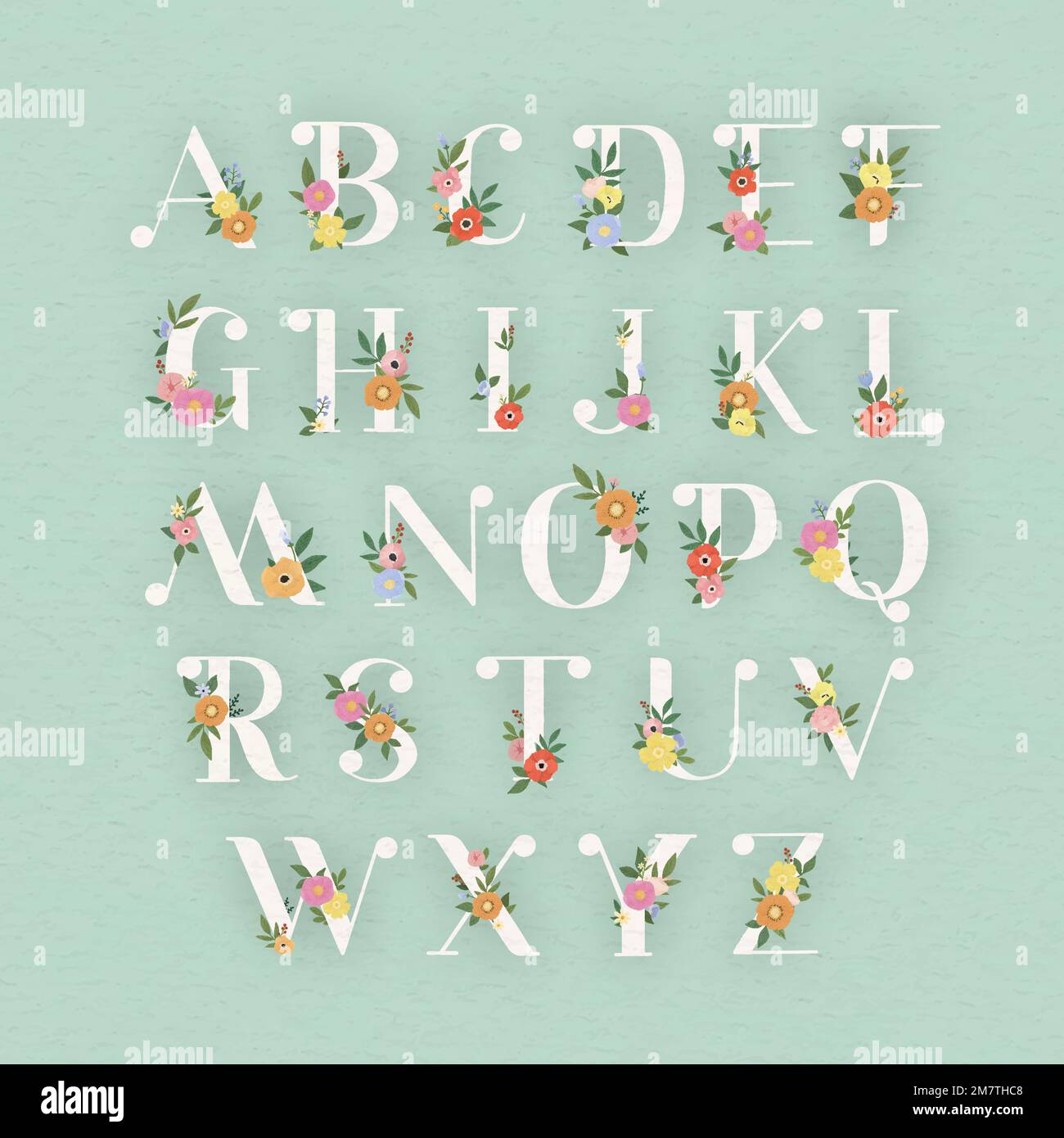 Floral elegant alphabet lettering vector set Stock Vector Image & Art ...