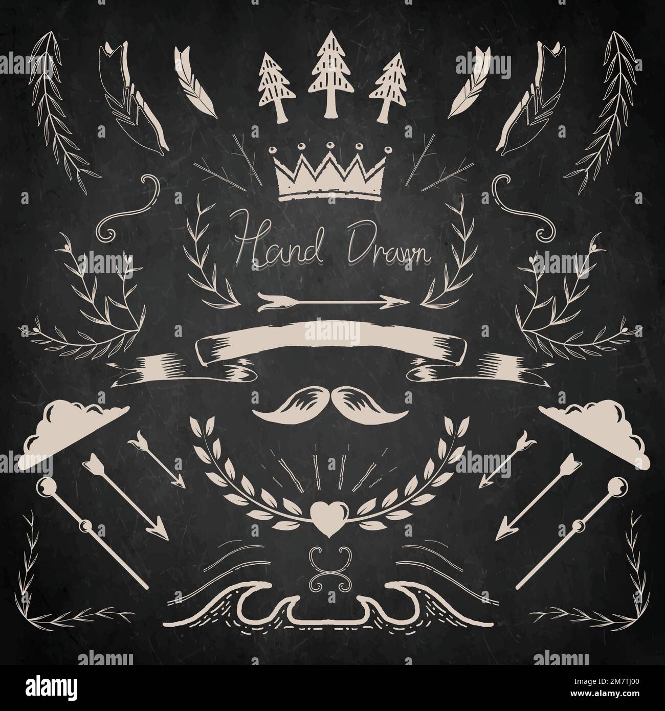 Hand drawn vintage element vector set Stock Vector Image & Art - Alamy