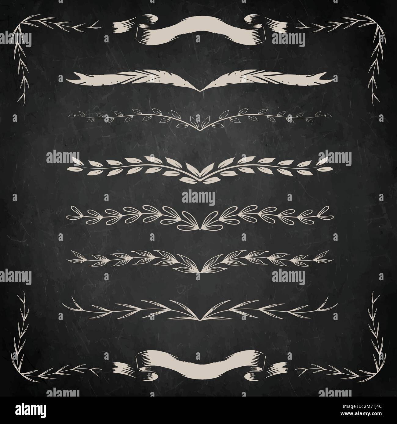 Hand drawn vintage leaf divider ornament vector set Stock Vector Image ...