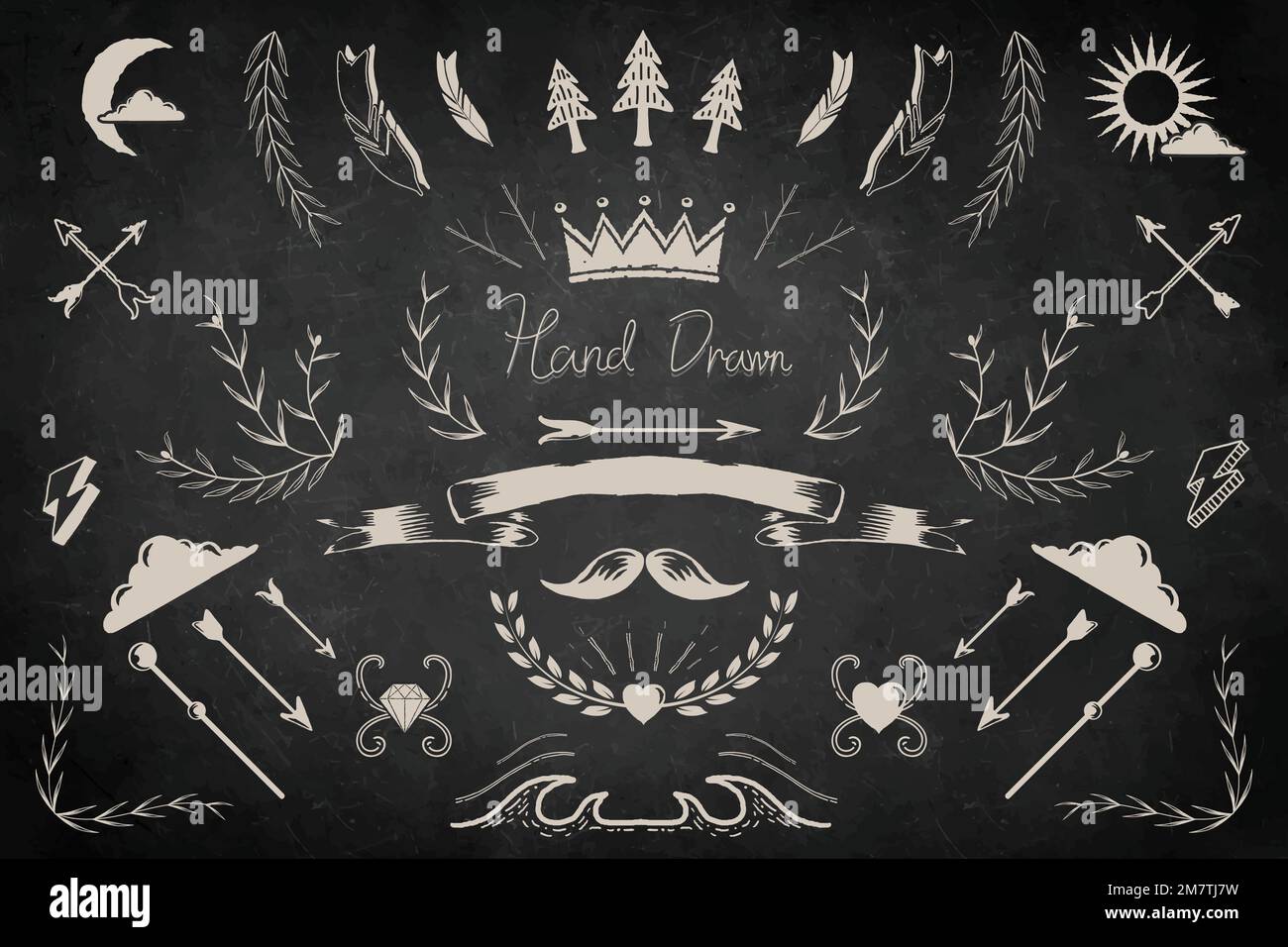 Hand drawn vintage element vector set Stock Vector Image & Art - Alamy