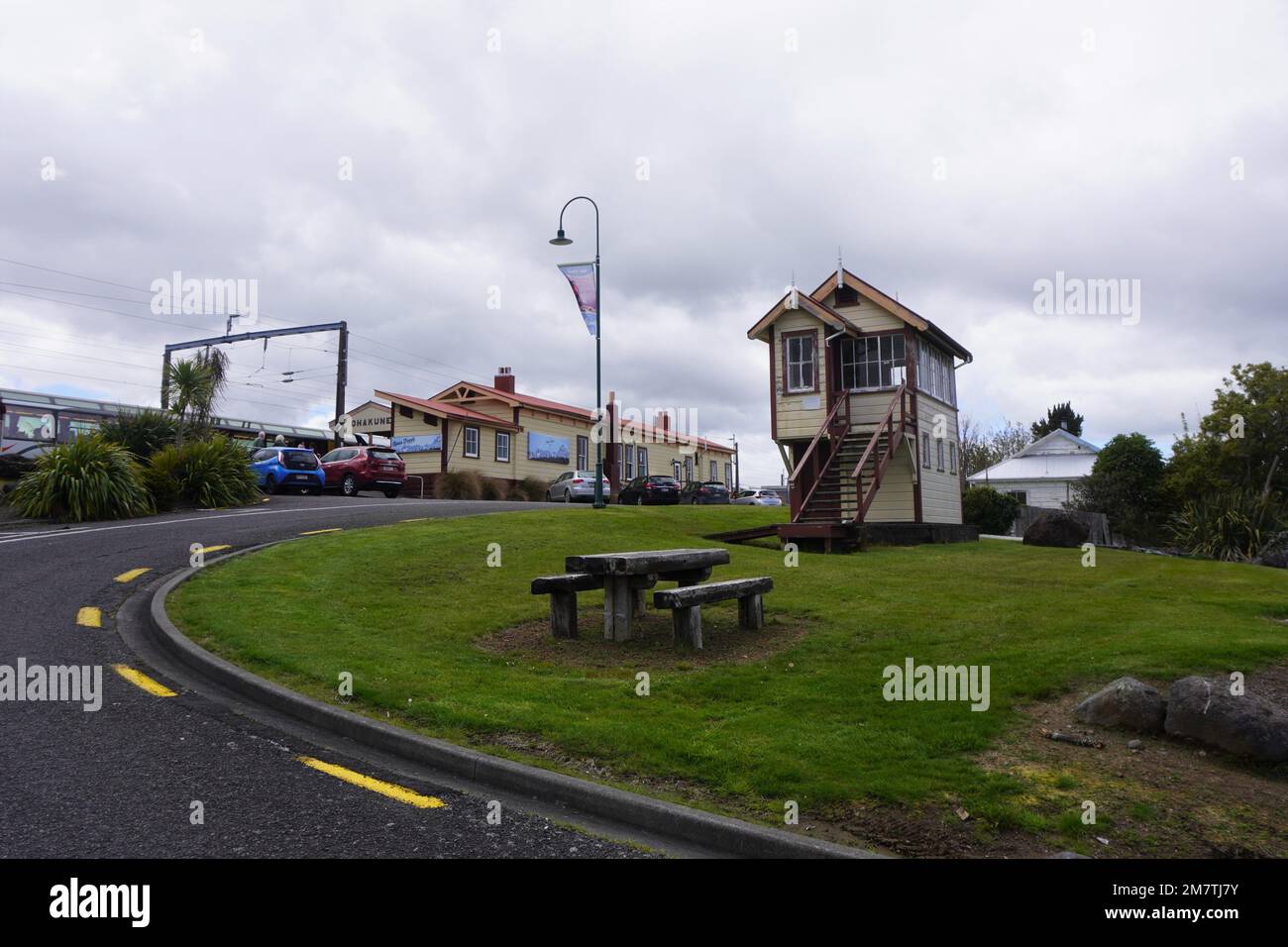 Ohakune Railway Station Precinct on a Dull Day Stock Photo - Alamy