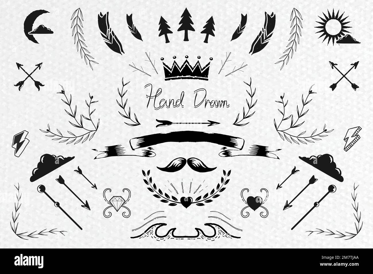 Hand drawn vintage element vector set Stock Vector Image & Art - Alamy