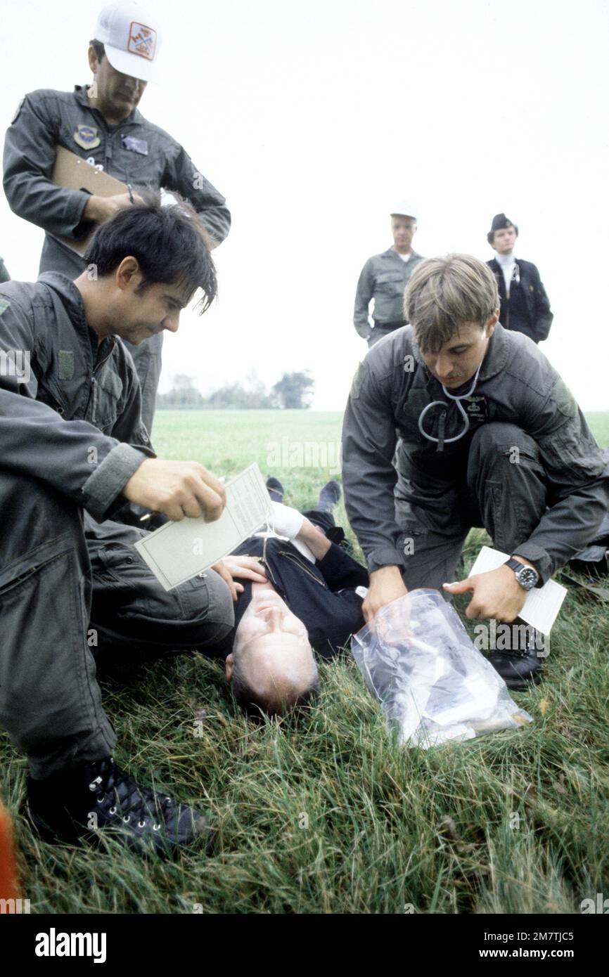 Sarex '81 participants diagnose and treat an "aircraft crash victim ...