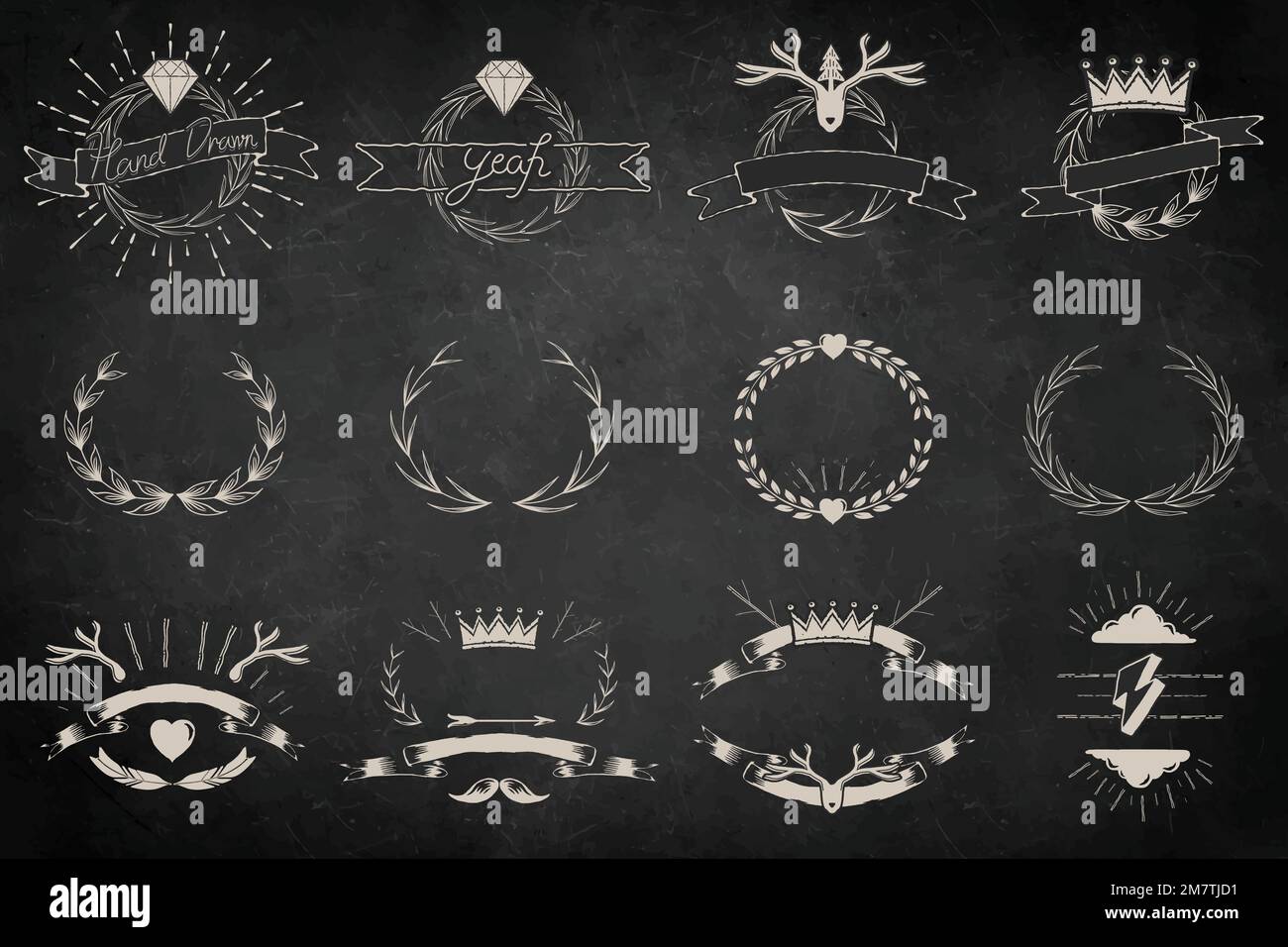 Hand drawn laurel wreath element vector set Stock Vector Image & Art ...