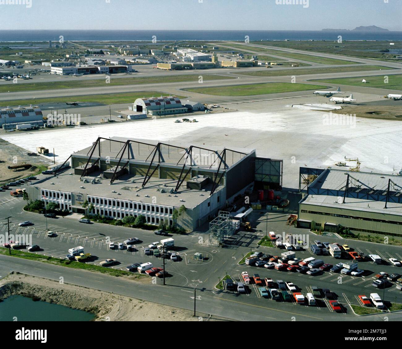 Aerial view of the Naval Air Reserve Unit (NARU) building recently ...
