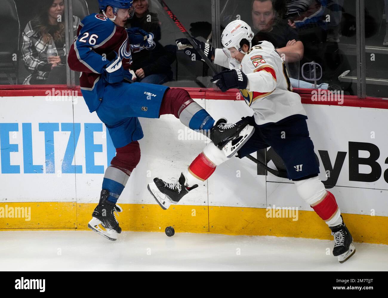 Colorado Avalanche defenseman Jacob MacDonald, left, and Florida ...