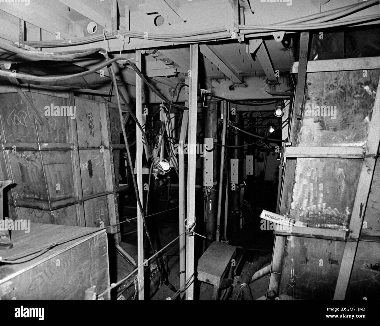 An interior view of the engine room on the guided missile frigate USS ...