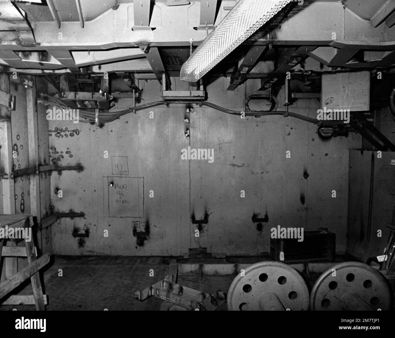 An interior view of the helicopter hauldown and traverse machinery room ...