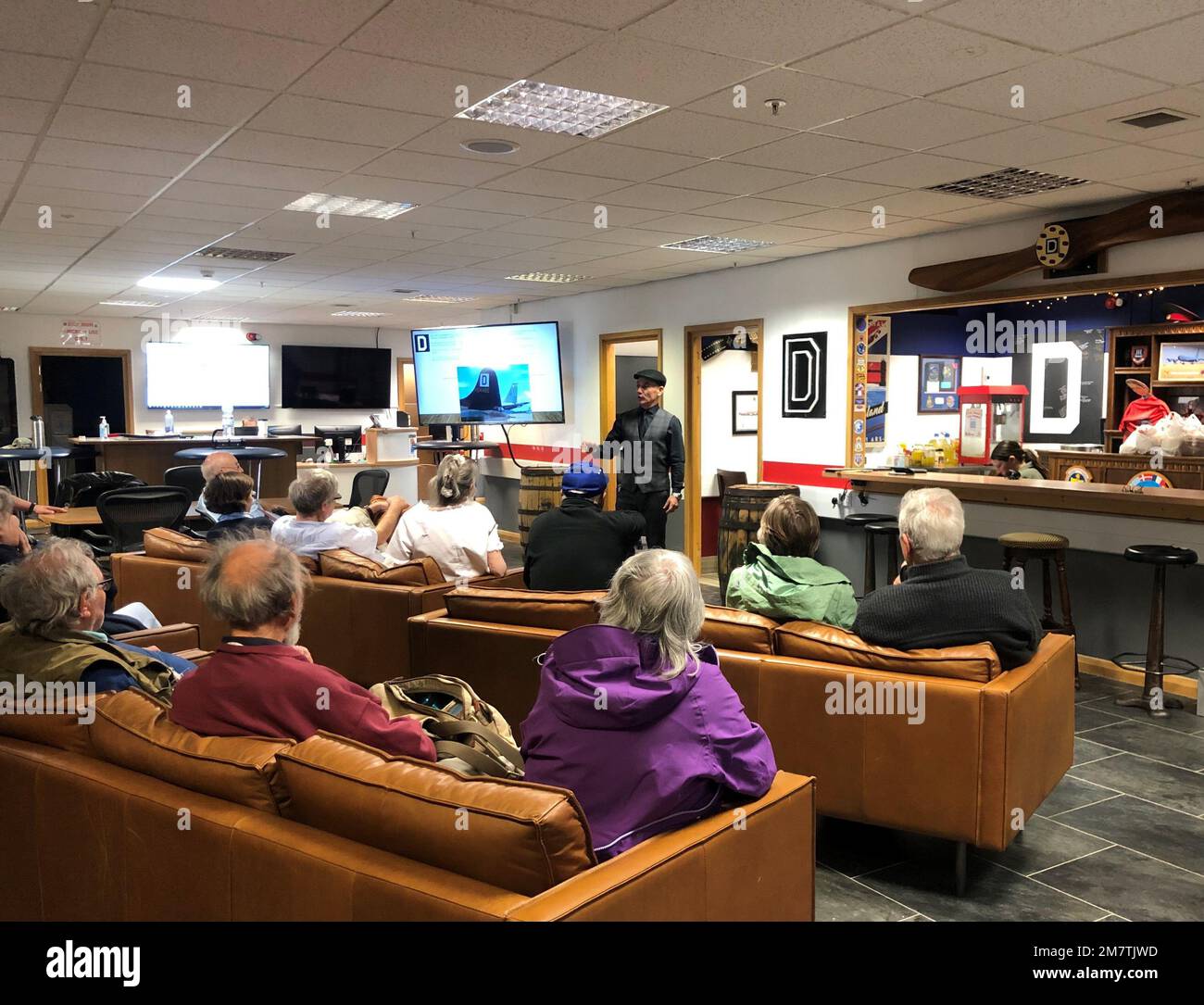Robert Paley, 100th Air Refueling Wing historian, briefs the Mildenhall ...