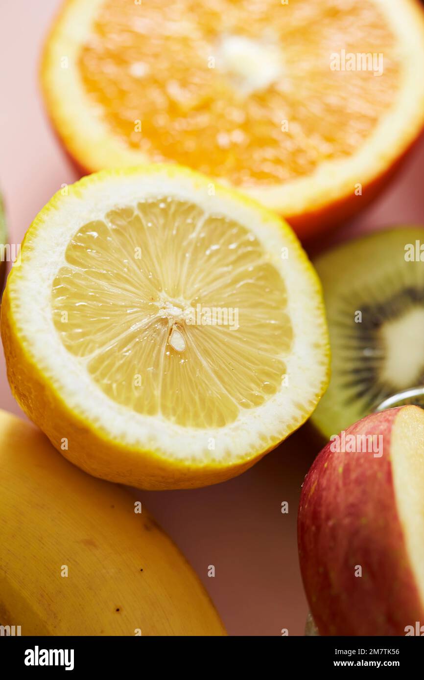 Fresh lemon cross section, fruits Stock Photo - Alamy