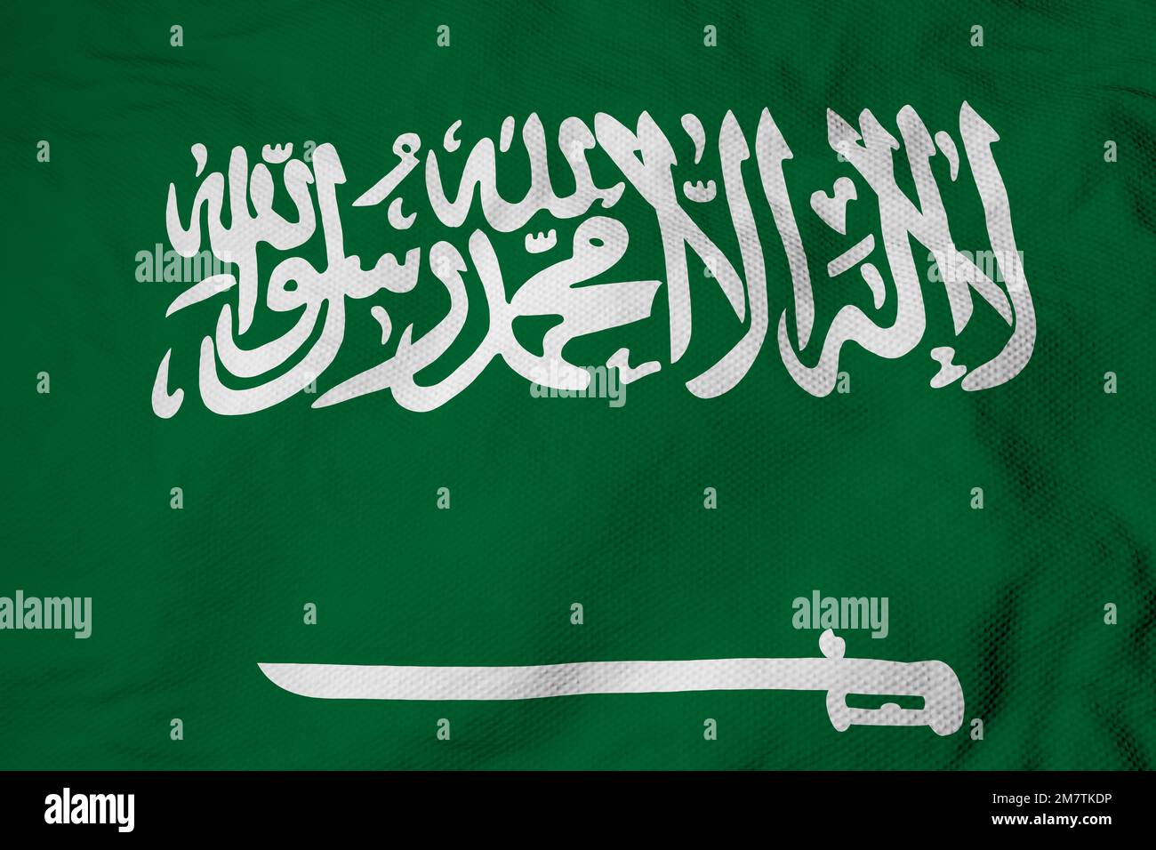 Full frame close-up on a waving flag of Saudi Arabia in 3D rendering ...
