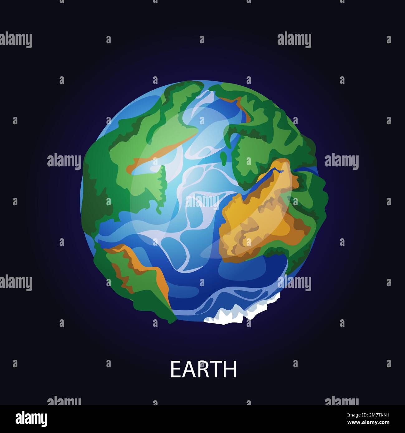 Planet Earth 3D cartoon vector illustration. Spherical blue, green ...