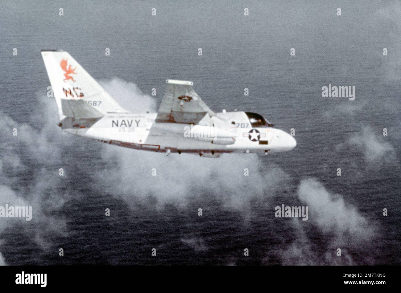 An air-to-air right side view of an S-3A Viking anti-submarine aircraft ...
