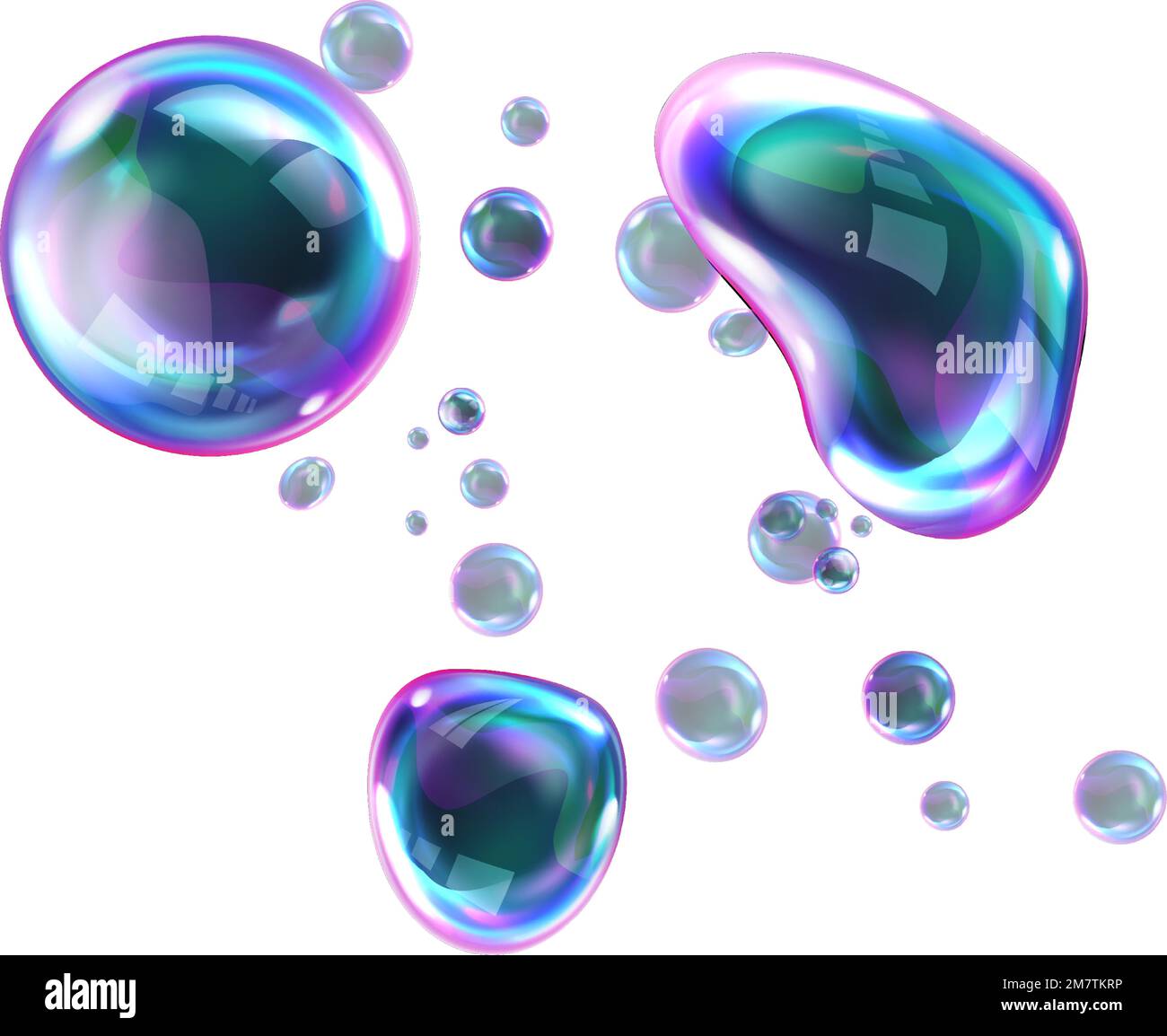 Bursting soap bubbles realistic vector, transparent air sphere of ...