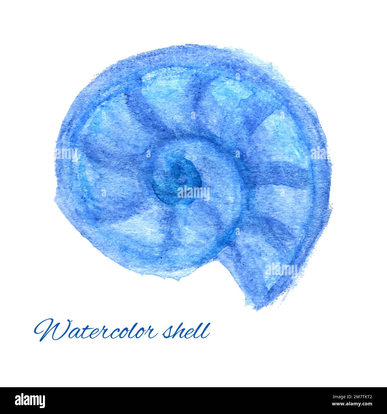Blue watercolor shell isolated on white. Vector illustration Stock ...