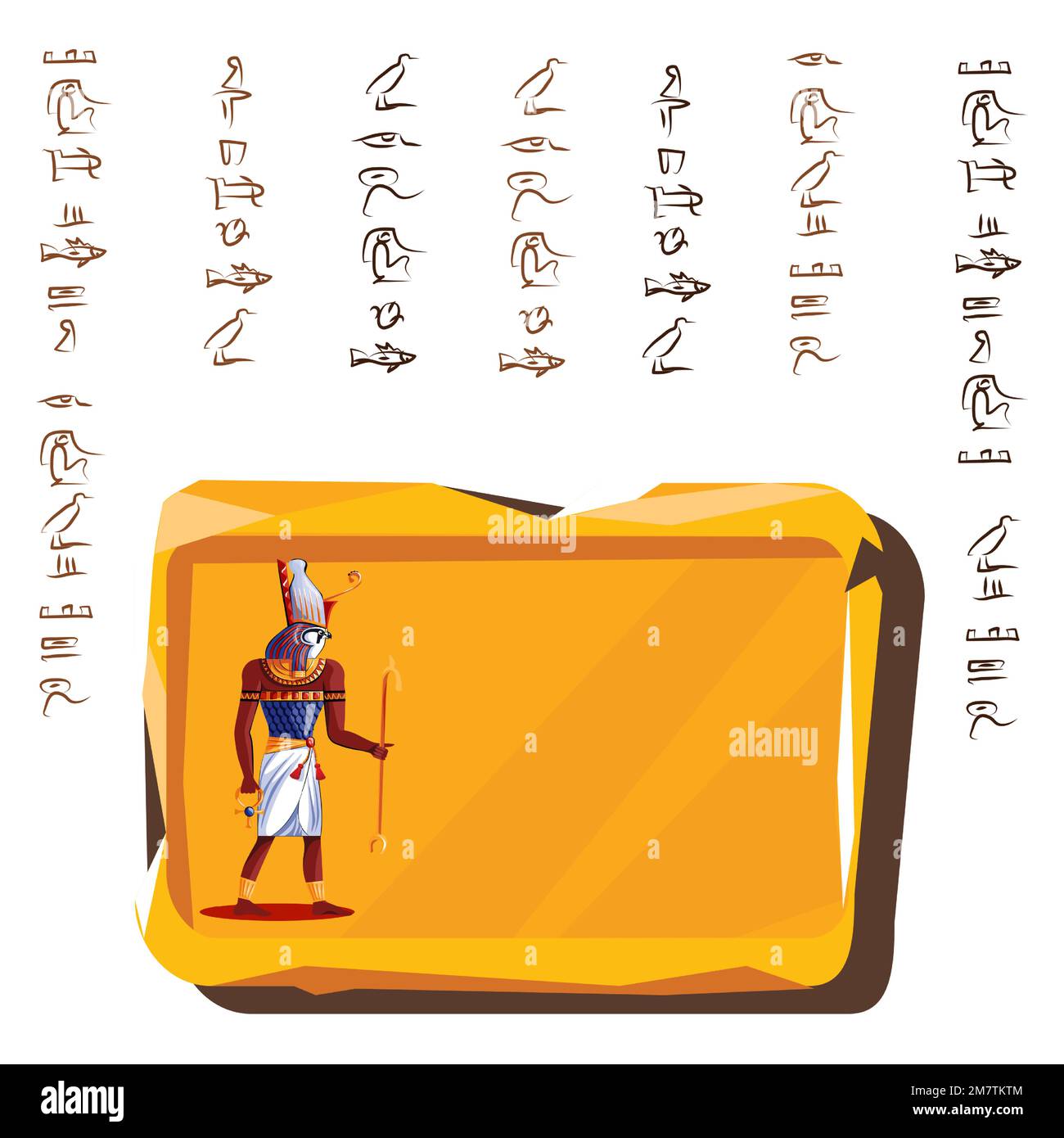 Stone board or clay tablet with falcon headed god and Egyptian ...