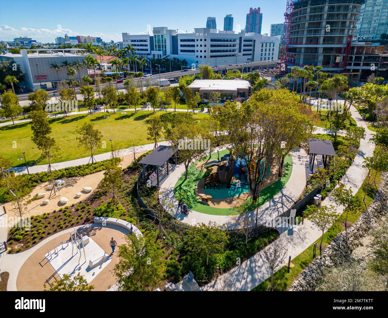Miami Beach, FL, USA - January 10, 2023: Aerial photo new Canopy Park ...