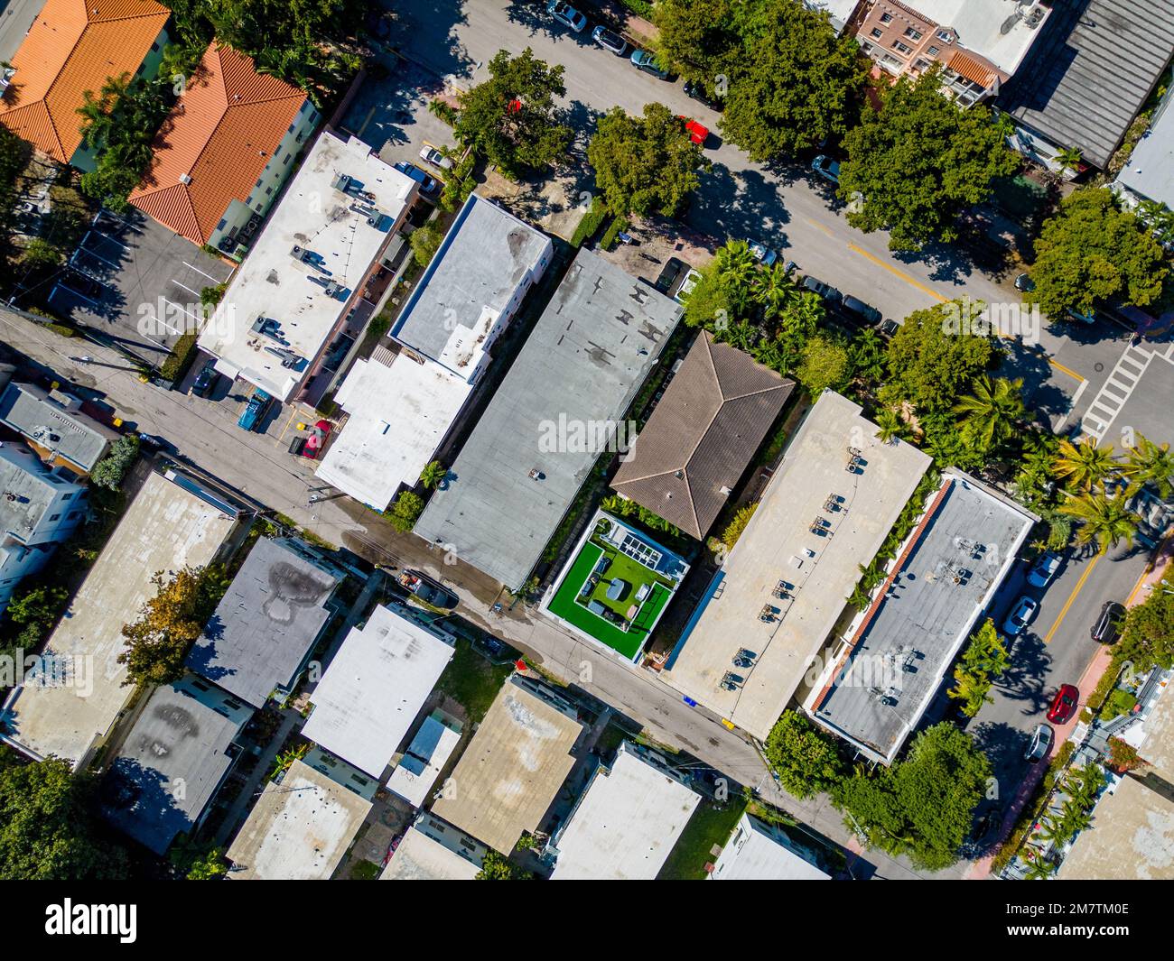 Aerial overhead photo Miami Beach apartment buildings Stock Photo - Alamy