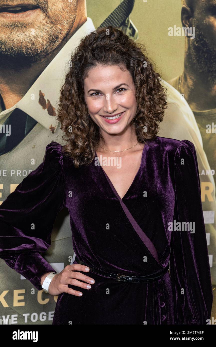 Amber Rivera attends the "Plane" New York premiere at AMC Lincoln ...