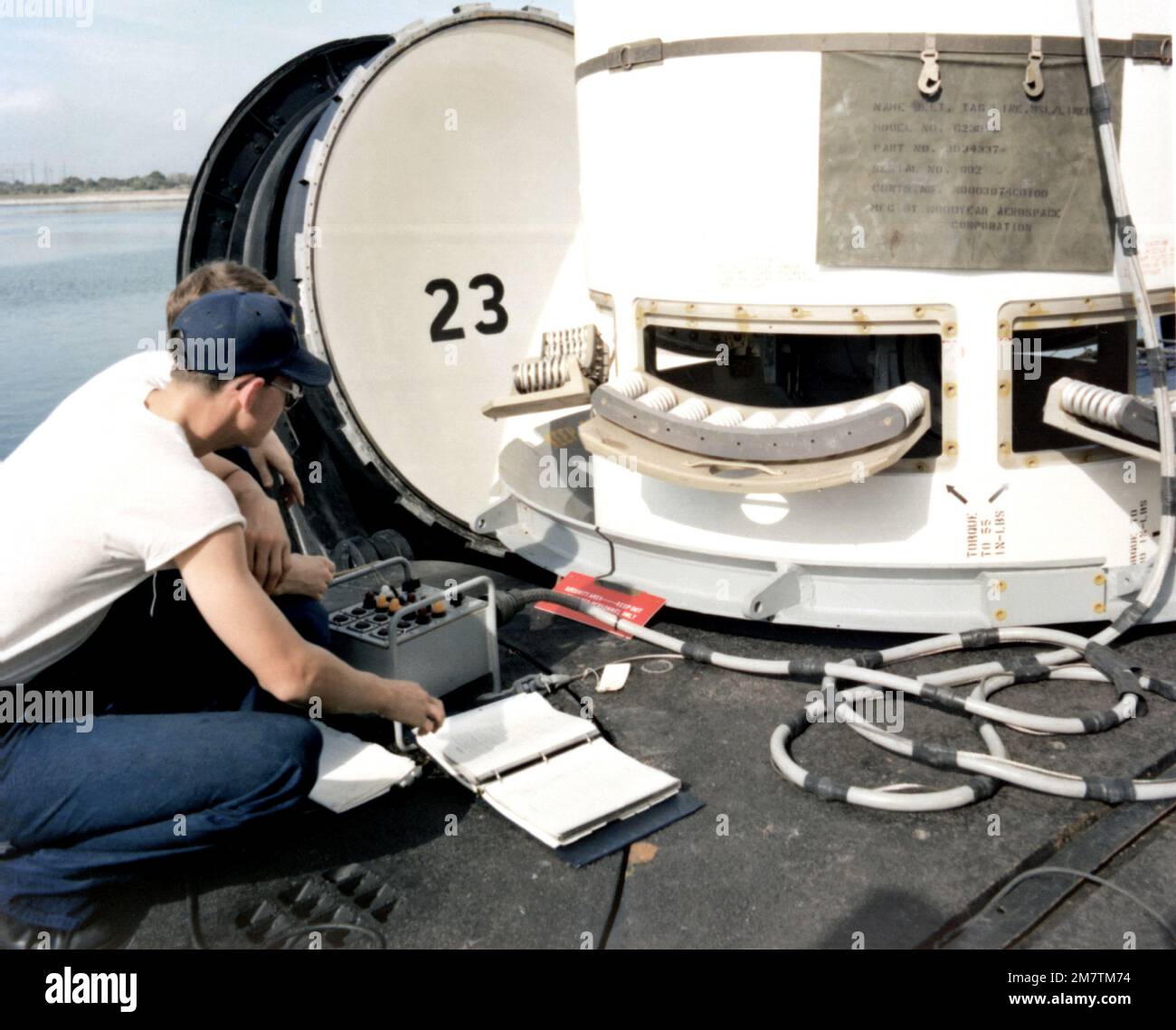 Blue crew weapons department personnel help load a C-4 Trident missile ...