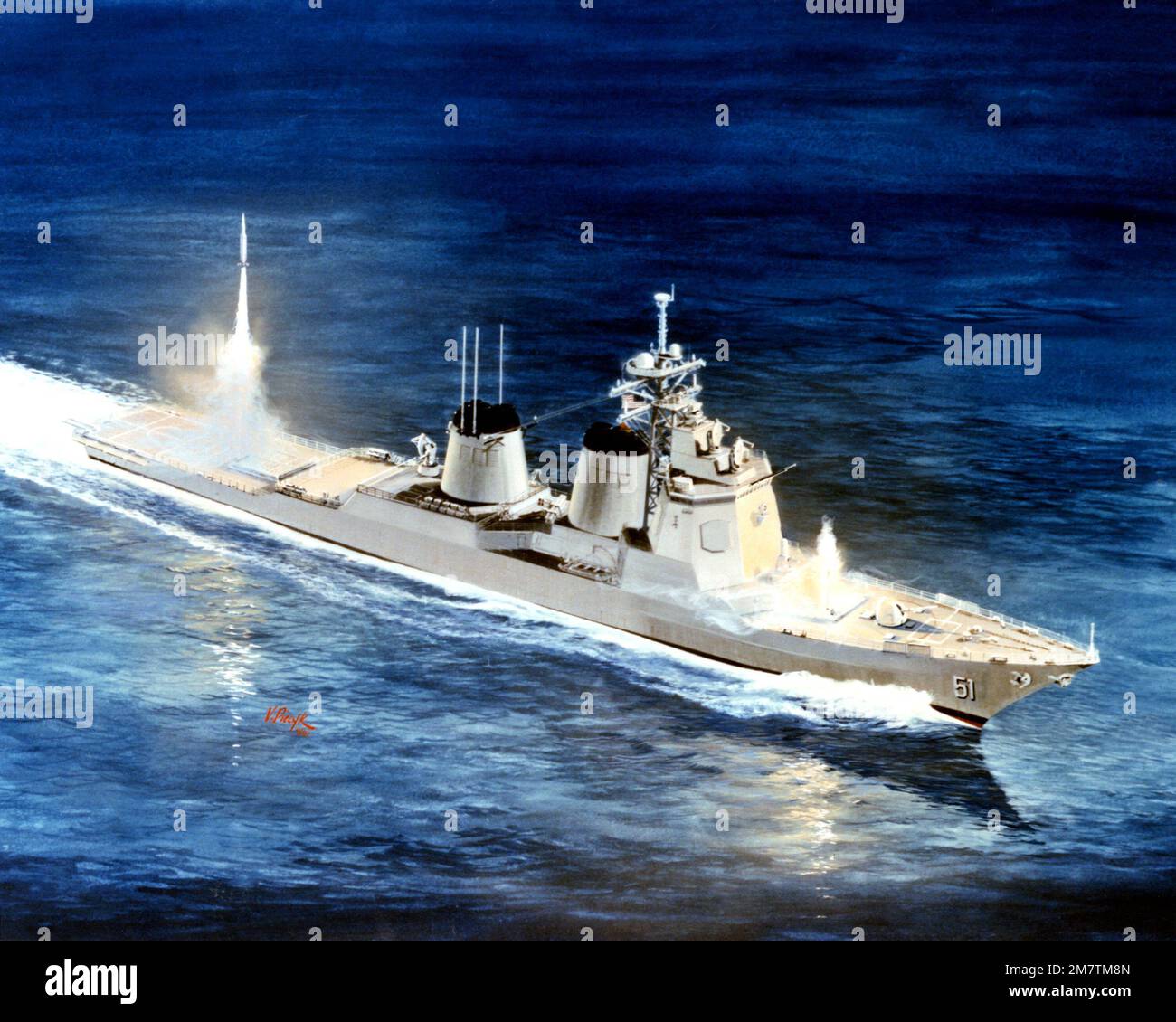 Artist's concept, by Vincent Piecyk, of an experimental guided missile ...