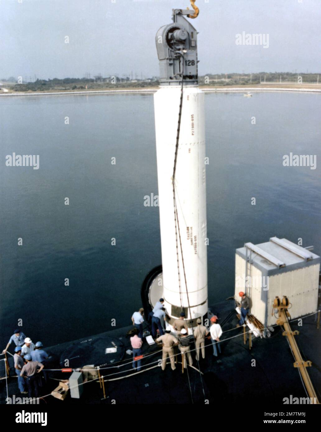 A view of the canister container used to load Trident I C-4 missiles in ...