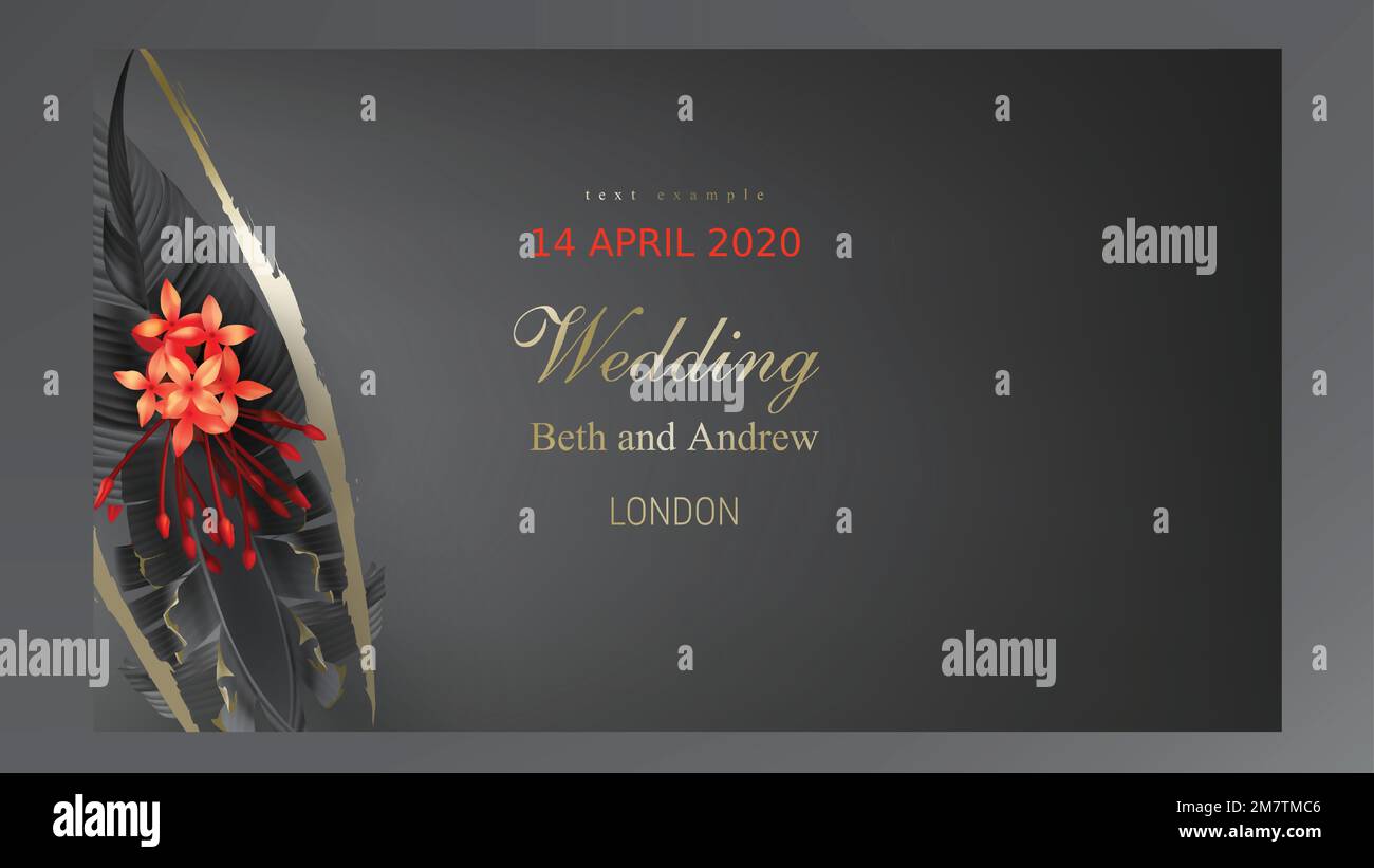 Tropical black gold leaf on dark background vector Beautiful botanical ...