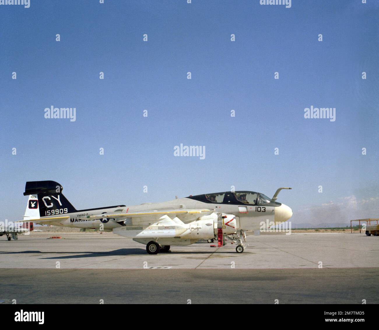 A right side view of a Marine Electronic Warfare Squadron 2 (VMAQ-2) EA ...