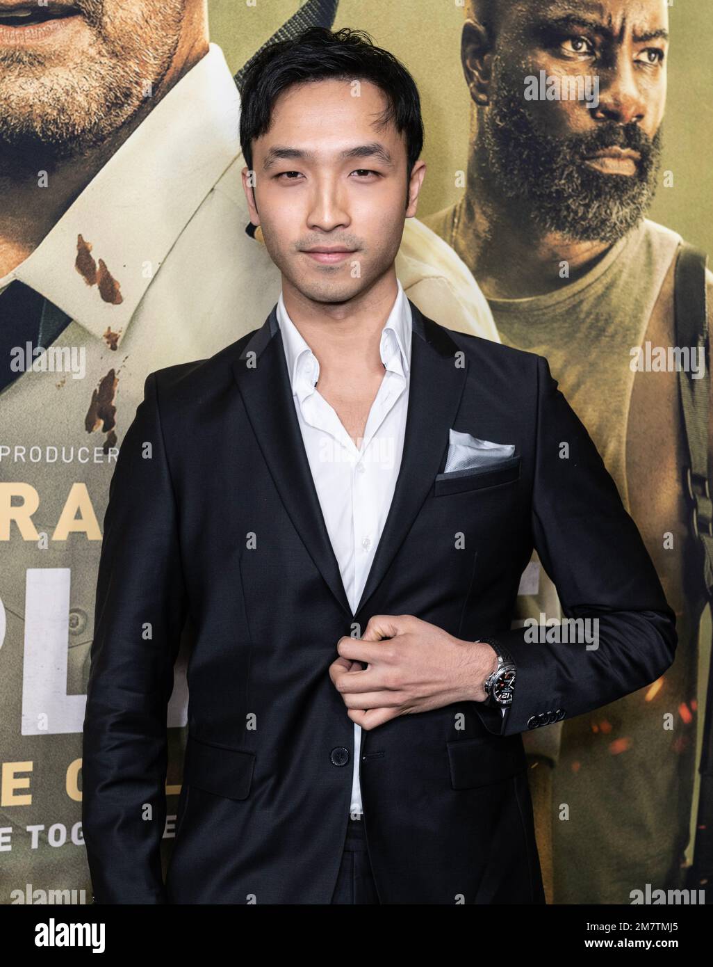 Yoson An attends the "Plane" New York premiere at AMC Lincoln Square ...