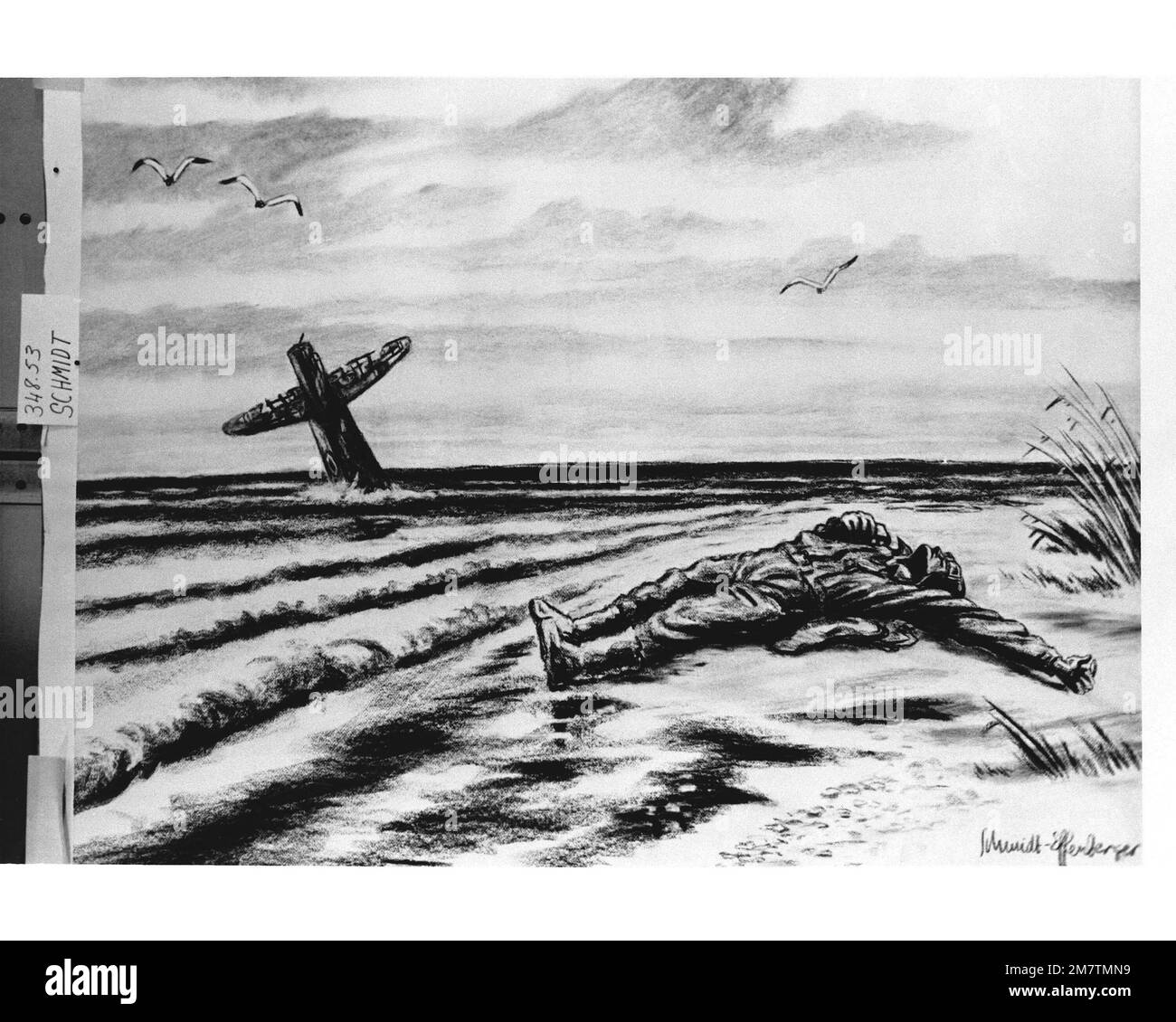 Artwork: "Dead British Pilot on a Beach", Artist: Schmidt-Effenberger ...