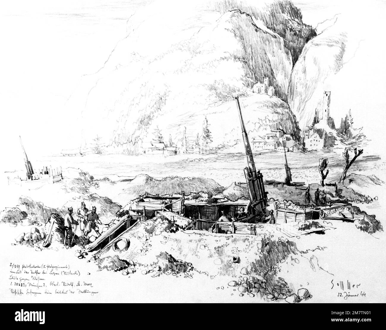 Artwork: "Flak Guns in a Mountain Valley" Artist: Karl Sommer. Country ...