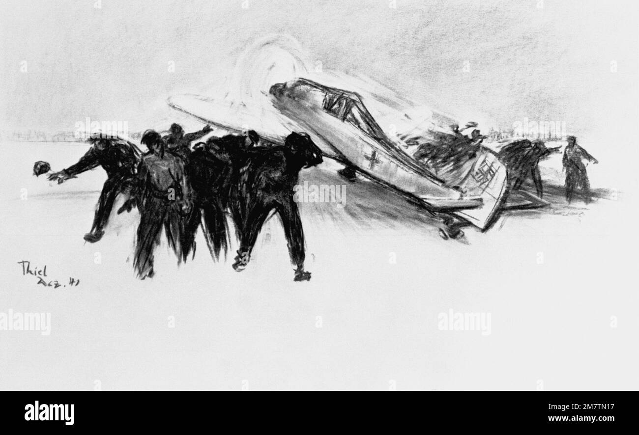 Artwork: "Starting the Engine on a Fighter Plane" Artist: J. Thiel ...