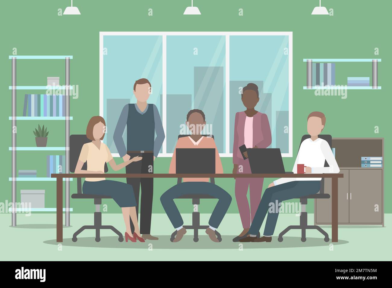 Office workers. Cartoon style. Vector illustration Stock Vector Image ...